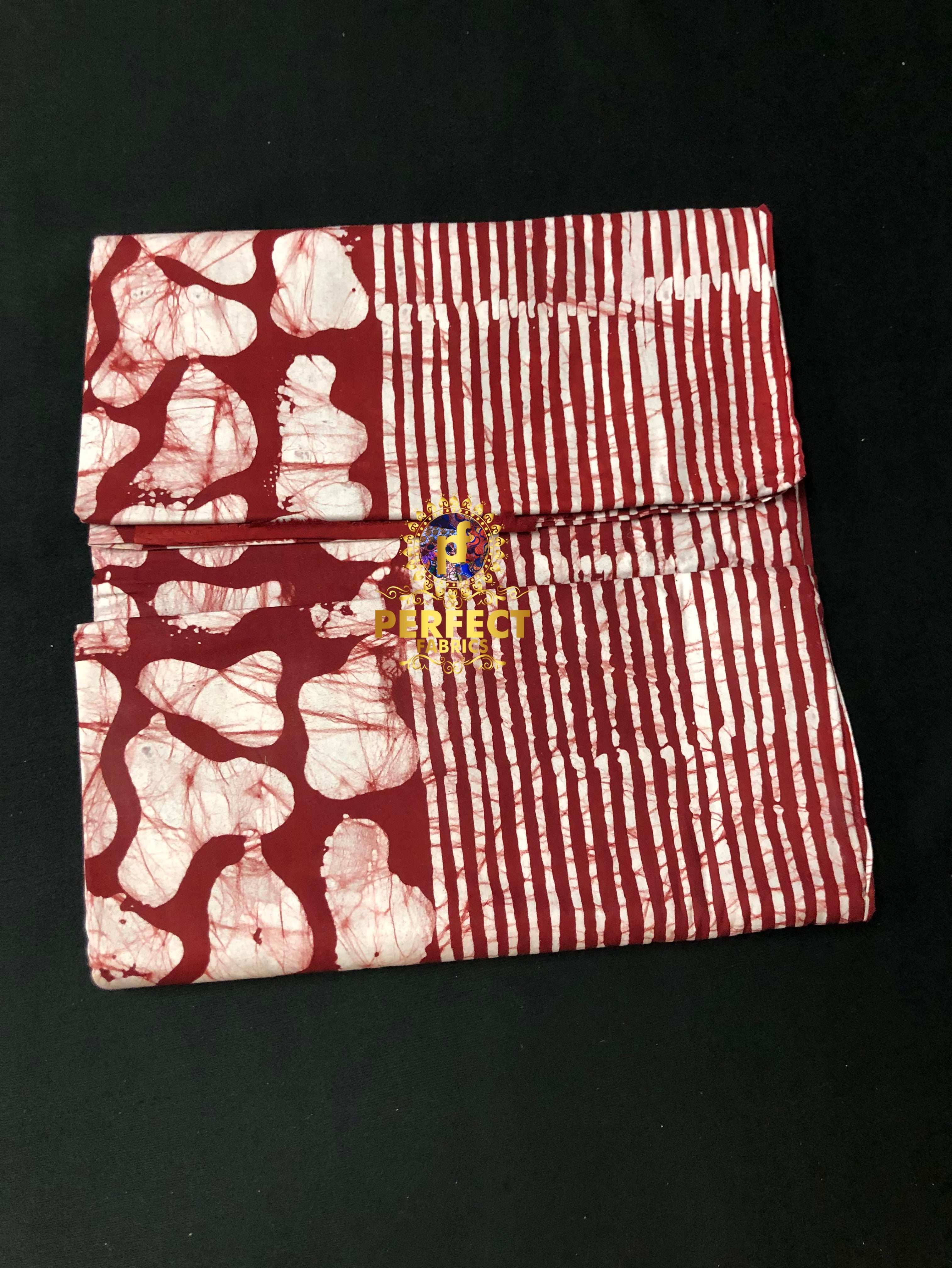 Red & White Cotton Adire – PERFECT FABRICS