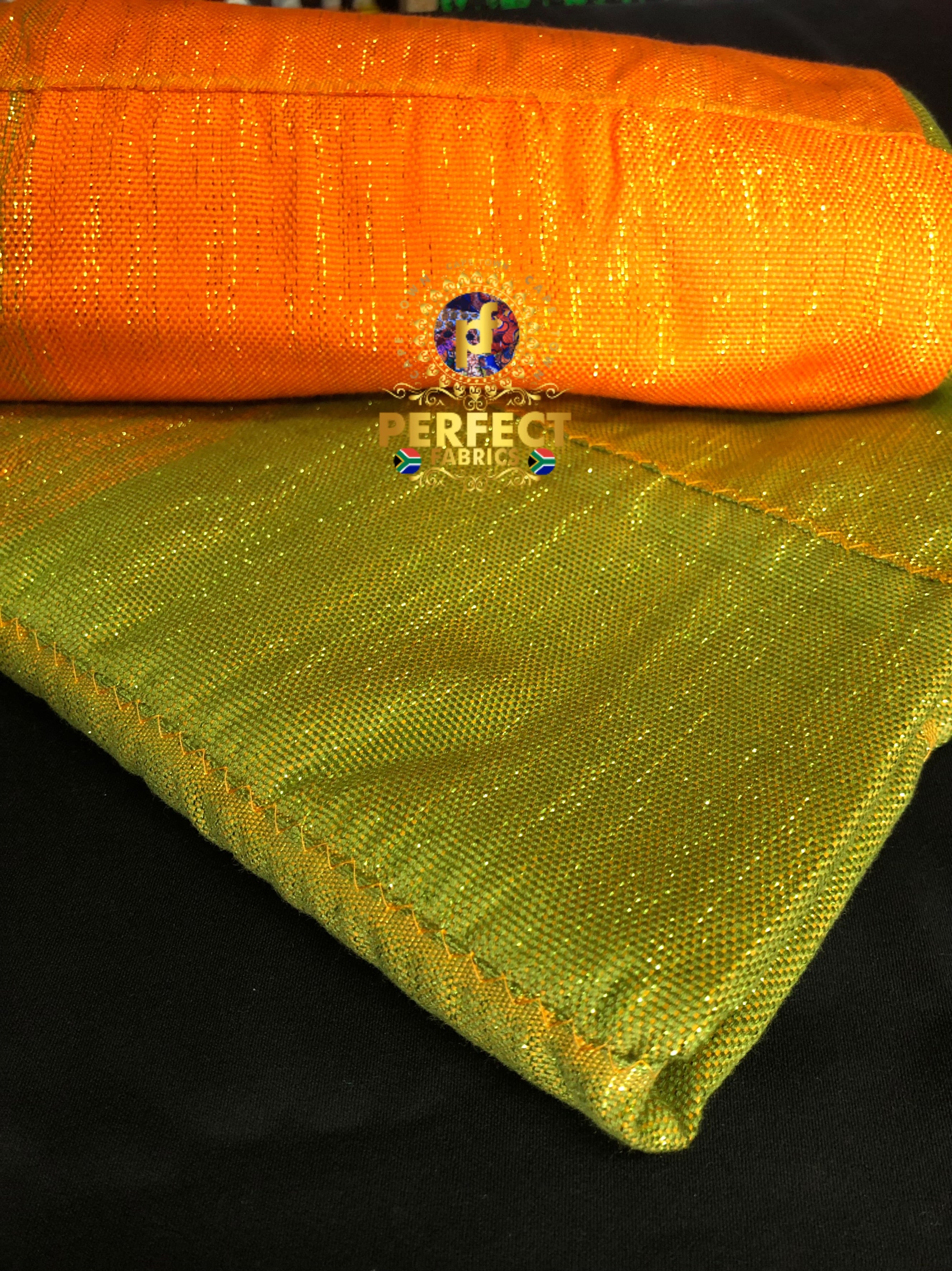 Orange, Olive & Gold Ombré Shimmery Kente – PERFECT FABRICS