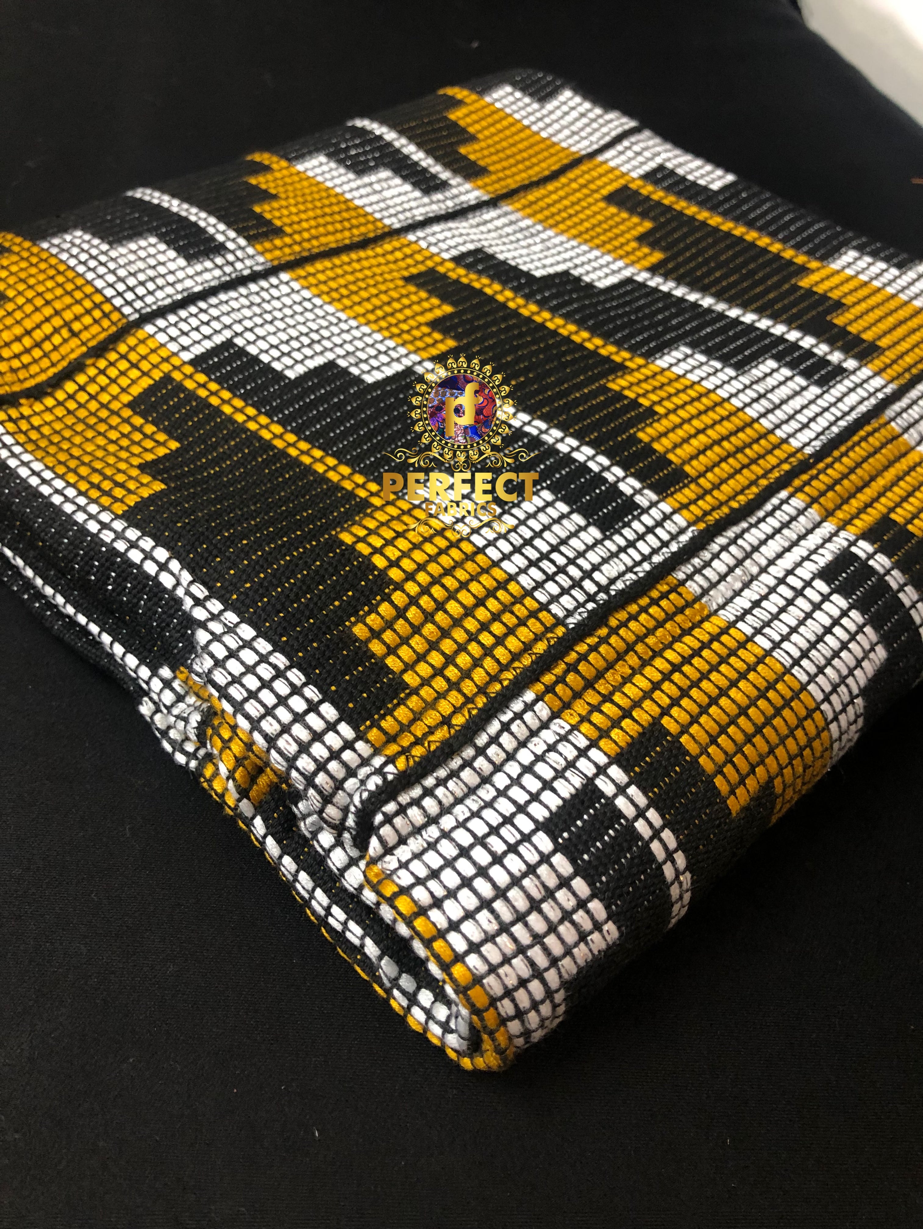 Black , White and Gold Ashanti Pattern – PERFECT FABRICS
