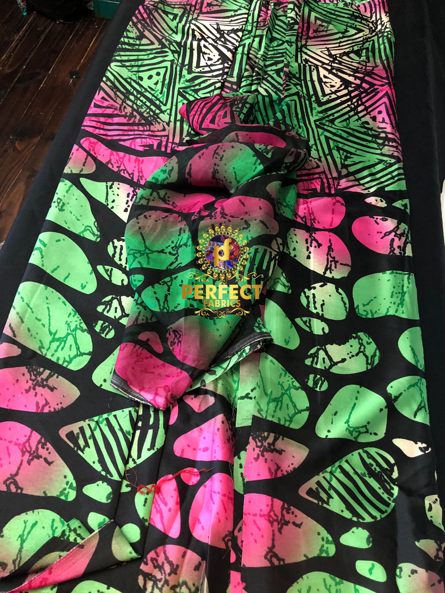 Green, Pink & Black Adire Silk Set – PERFECT FABRICS