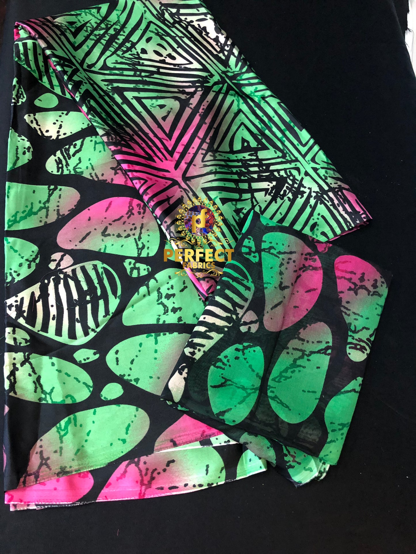 Green, Pink & Black Adire Silk Set – PERFECT FABRICS