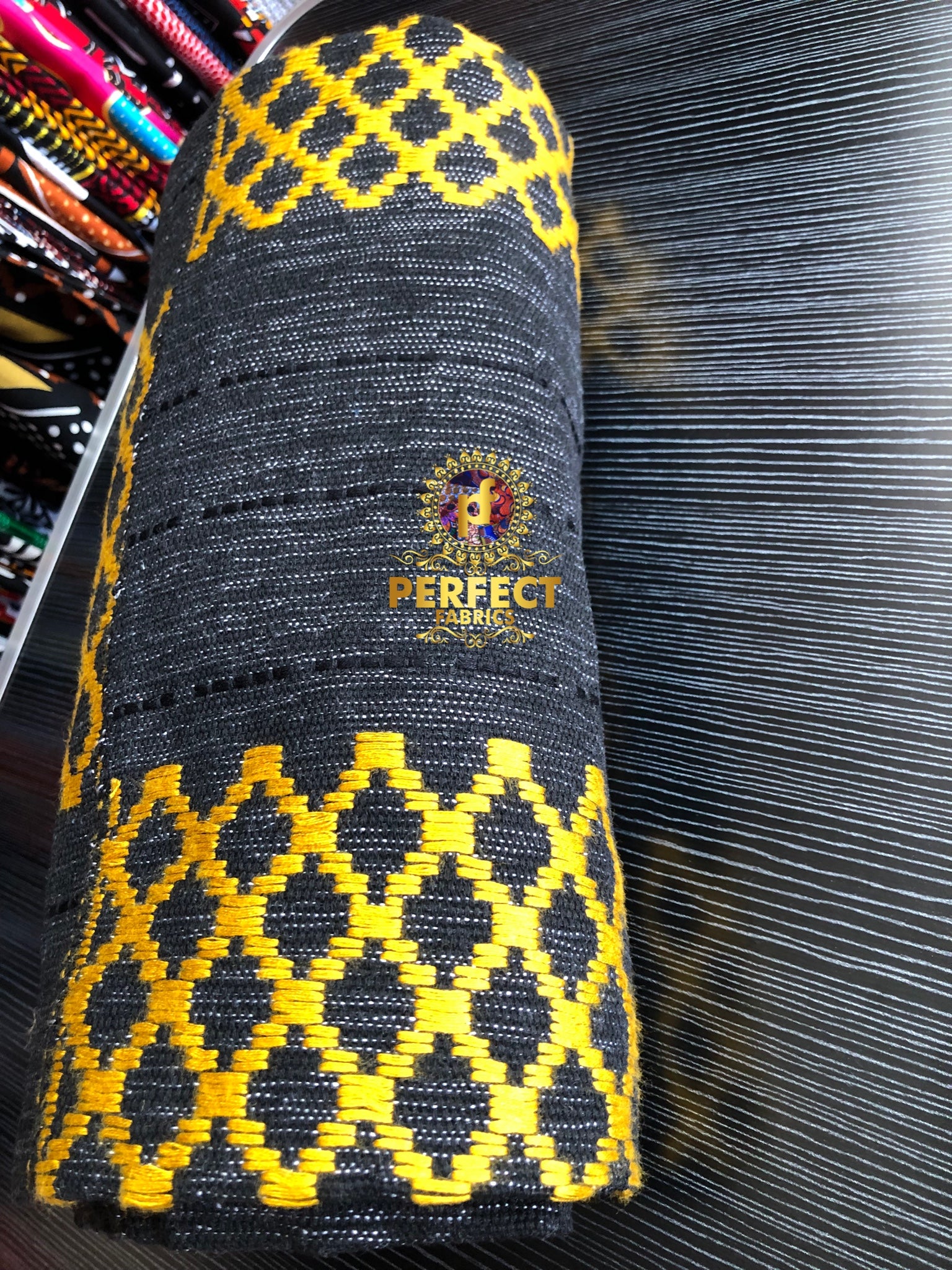 Black & Gold Ashanti Kente – PERFECT FABRICS